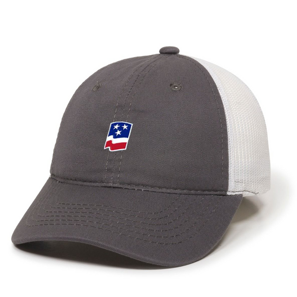 Gray/White Unstructured Mesh Back "Flag" Cap – SRM Company Store